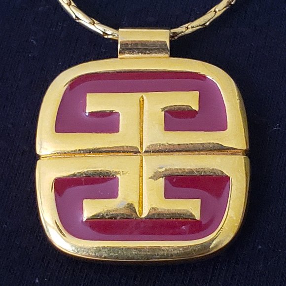 Givenchy | Jewelry | Givenchy Red Enamel Necklace Pendant 98 G Clasp ...